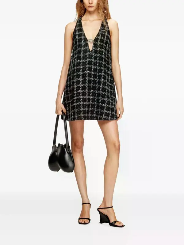 DIESEL Checked V-neck Mini Dress