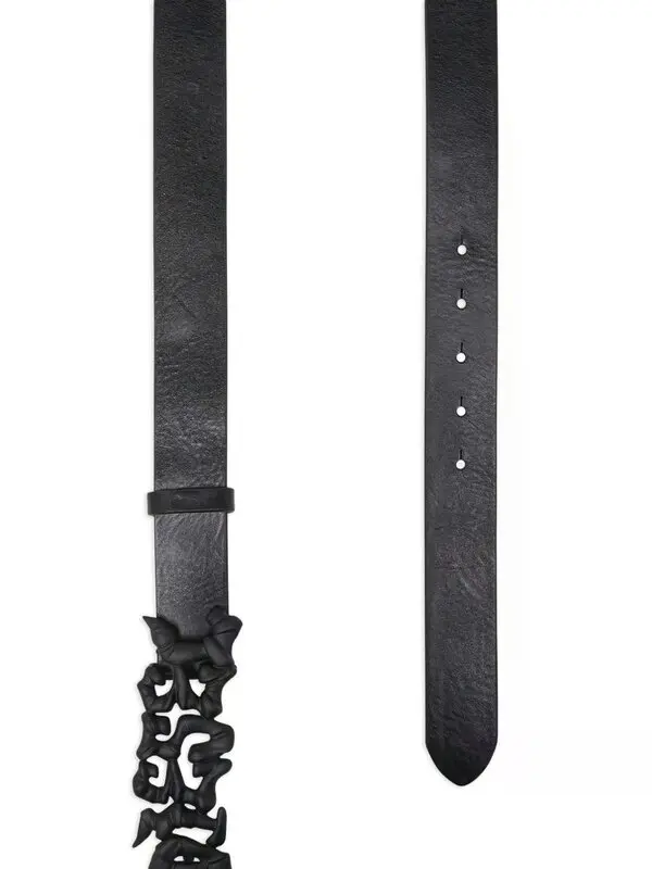 DIESEL Leather Belt With Graffiti Buckle