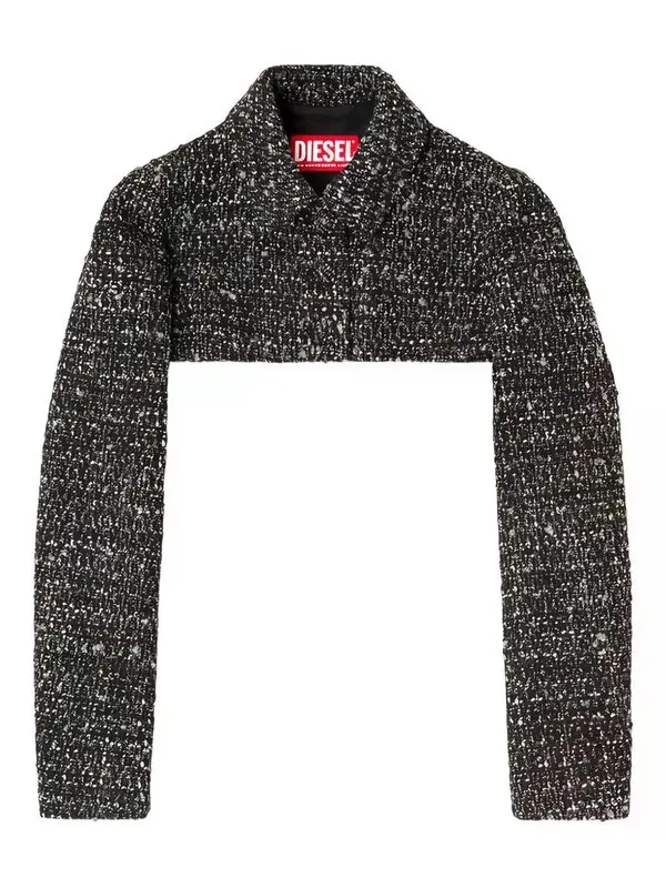 Diesel Tweed-texture Cropped Jacket - Black
