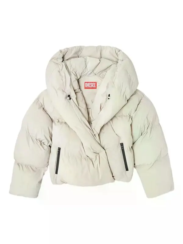 DIESEL® Wrap Hooded Puffer Jacket - White
