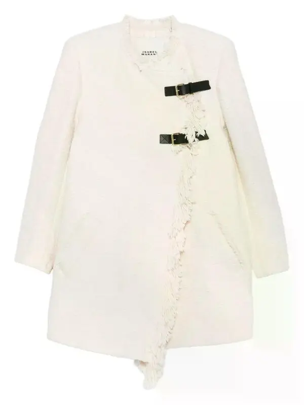 Isabel Marant Garmia Fringed Buckle-fastening Coat - Neutrals