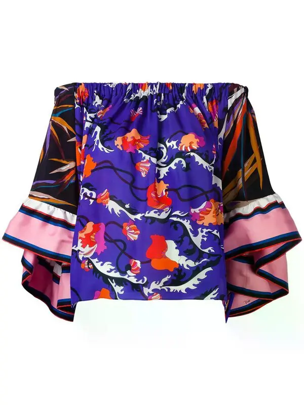 Emilio Pucci Floral Off-shoulder Blouse
