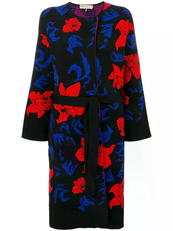 Emilio Pucci Knit Belted Overcoat - Black