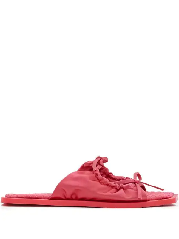 CARLOTHA RAY Quilted Bow Flat Sandals - Pink