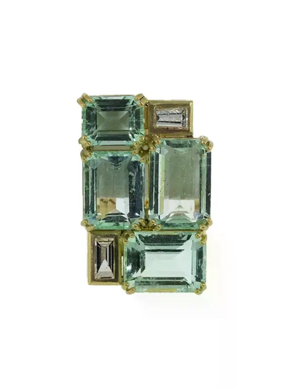 SYLVA & CIE 18kt Yellow Diamond And Colombian Emerald Earrings - Gold