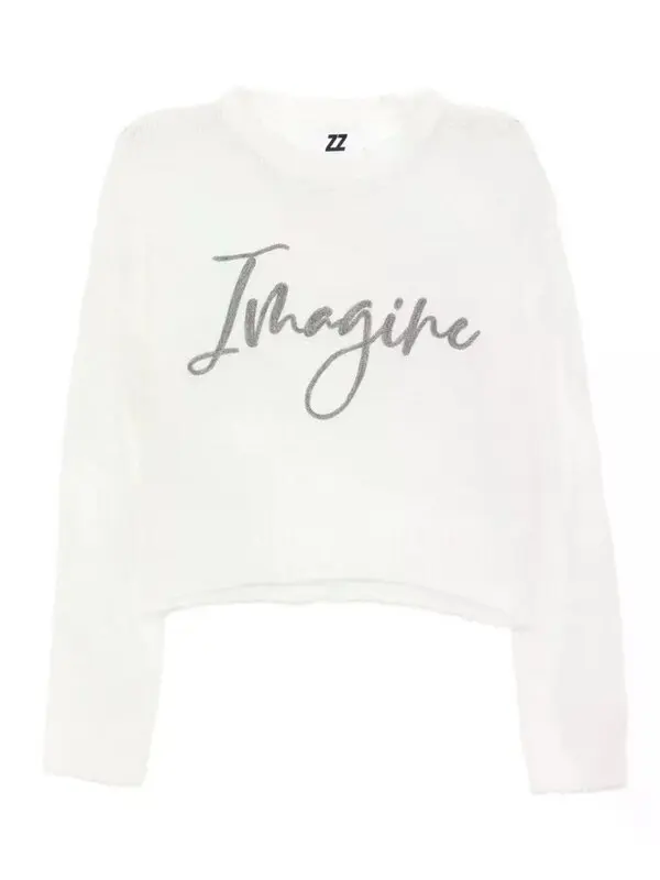 Izzue Embroidered-slogan Semi-sheer Jumper - White