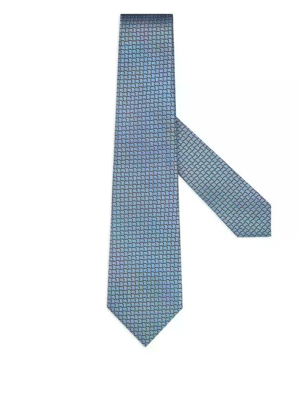 Zegna Geometric-patterned Silk Tie - Blue