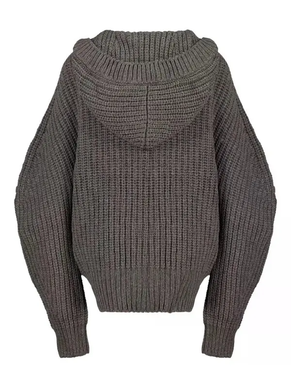 Stella McCartney Hooded Ribbed Knit Cardigan - Grey