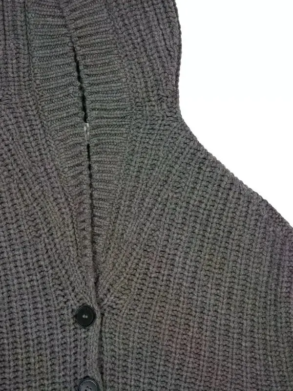 Stella McCartney Hooded Ribbed Knit Cardigan - Grey