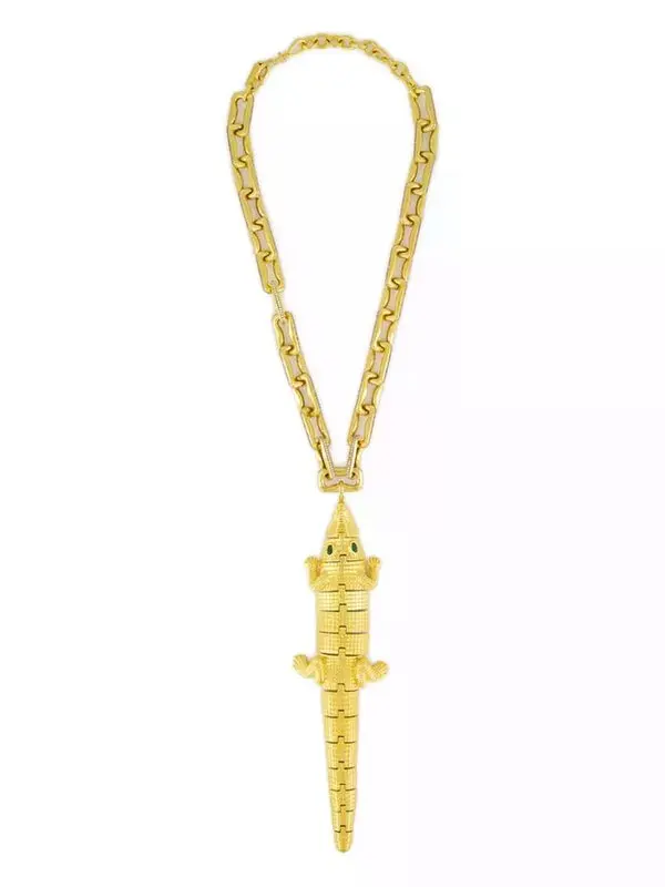 Begum Khan Piazza Crocodile Necklace - Gold