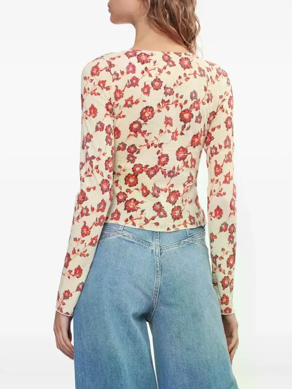 Free People Floral-print Button Top