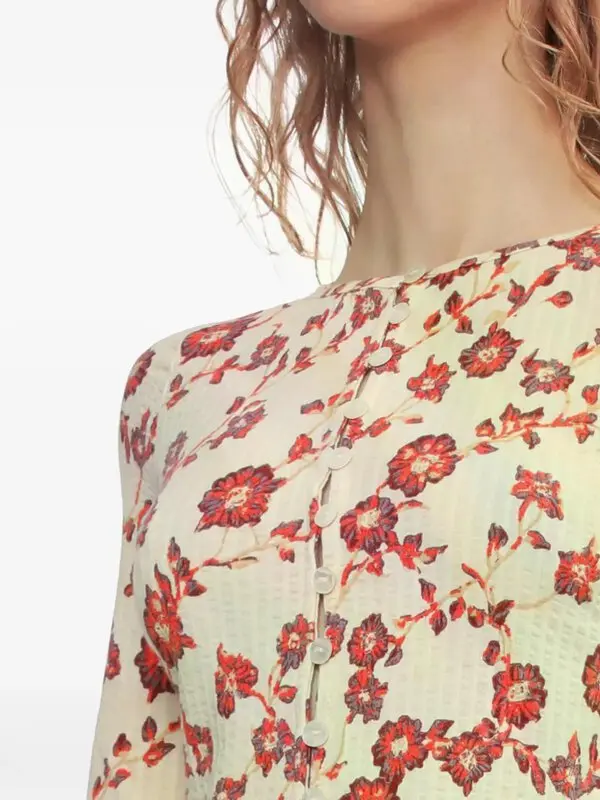 Free People Floral-print Button Top