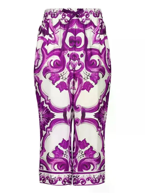 Dolce & Gabbana Majolica-print Palazzo Pants - Purple