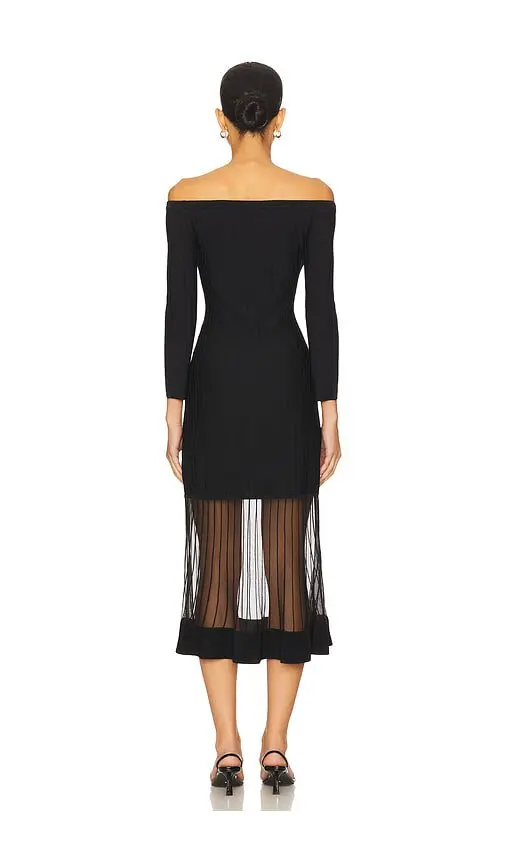 MILLY Ots Sheer Knit Midi Dress - Black