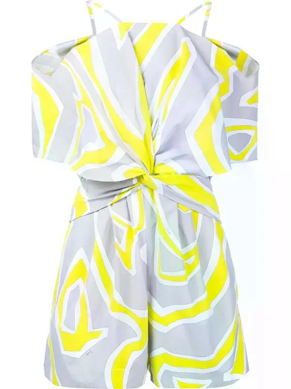 Emilio Pucci Printed Cold Shoulder Playsuit - Yellow