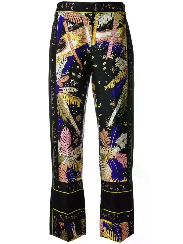 Emilio Pucci Feather Motif Cropped Trousers