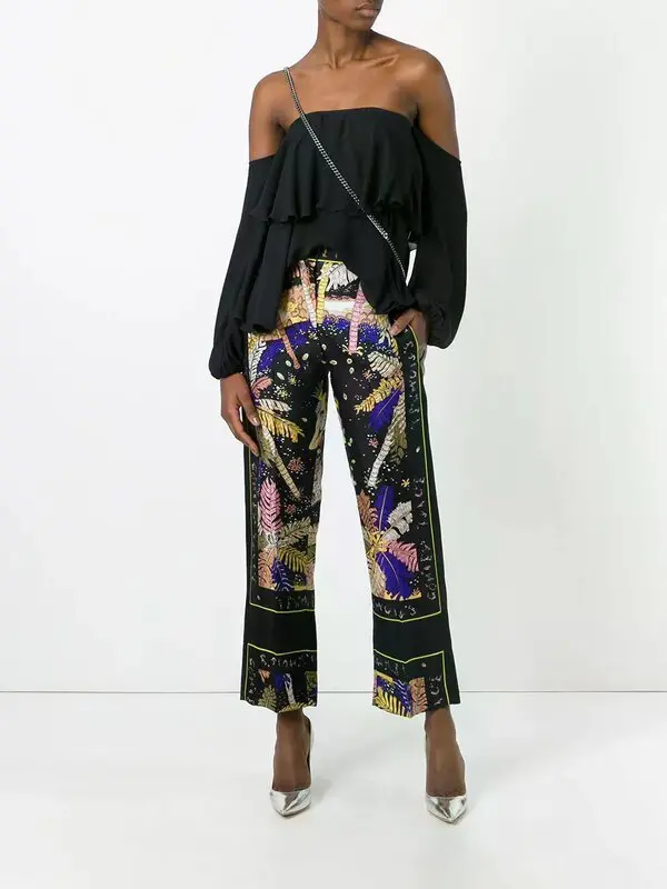 Emilio Pucci Feather Motif Cropped Trousers