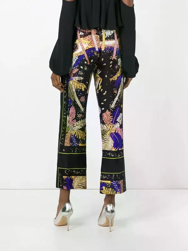 Emilio Pucci Feather Motif Cropped Trousers