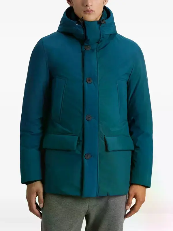 Woolrich Hooded Button-fastening Jacket - Blue
