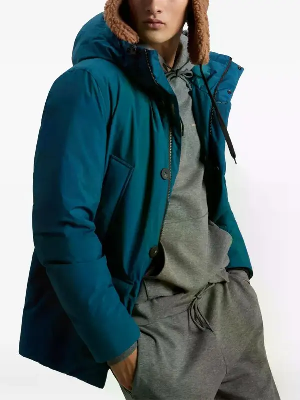 Woolrich Hooded Button-fastening Jacket - Blue