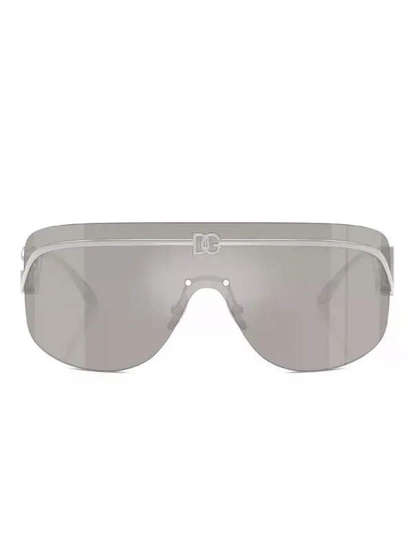 Dolce & Gabbana Logo-plaque Shield Sunglasses - Silver