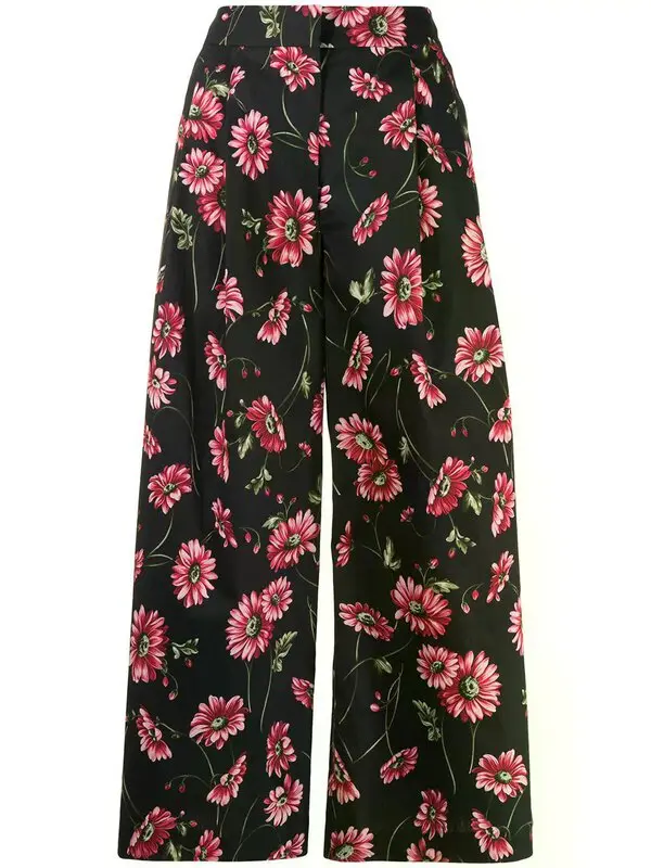 Adam Lippes Floral-print Cotton Culottes - Black