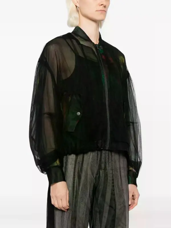 QUETSCHE Floral-print Tulle Bomber Jacket