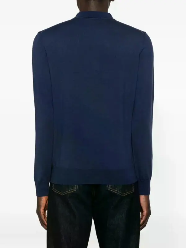 Corneliani Ribbed Long-sleeve Polo Shirt - Blue