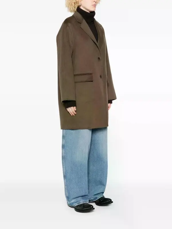 THE DYNAMIS STUDIO Long-sleeves Patch-pocket Wool Coat - Brown