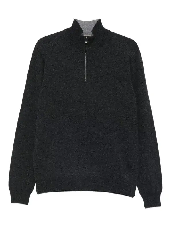 Corneliani High-neck Half-zip Sweater - Grey