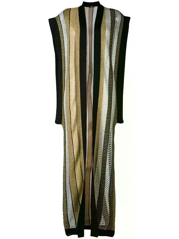 Balmain Sleeveless Knitted Long Cardigan With Drop Armholes