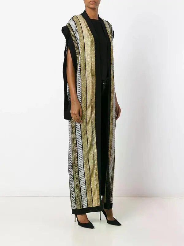 Balmain Sleeveless Knitted Long Cardigan With Drop Armholes