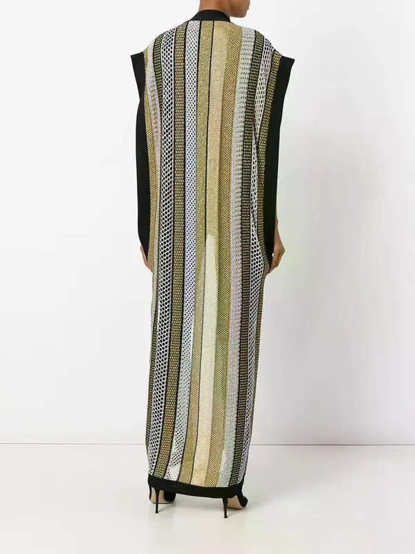 Balmain Sleeveless Knitted Long Cardigan With Drop Armholes