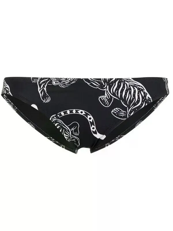Solid & Striped The Eva Tiger-print Bikini Bottoms - Black