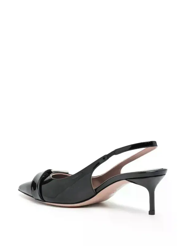 GEDEBE Patent Leather Buckle Detail Slingback Pumps