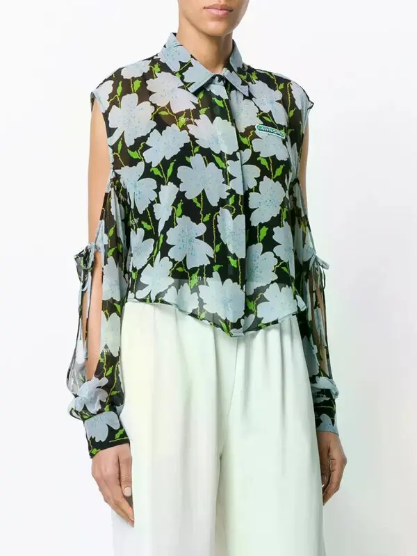 Off-White Floral Cropped Shirt