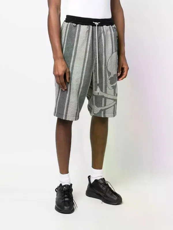 MASTERMIND WORLD Striped Skull-print Track Shorts