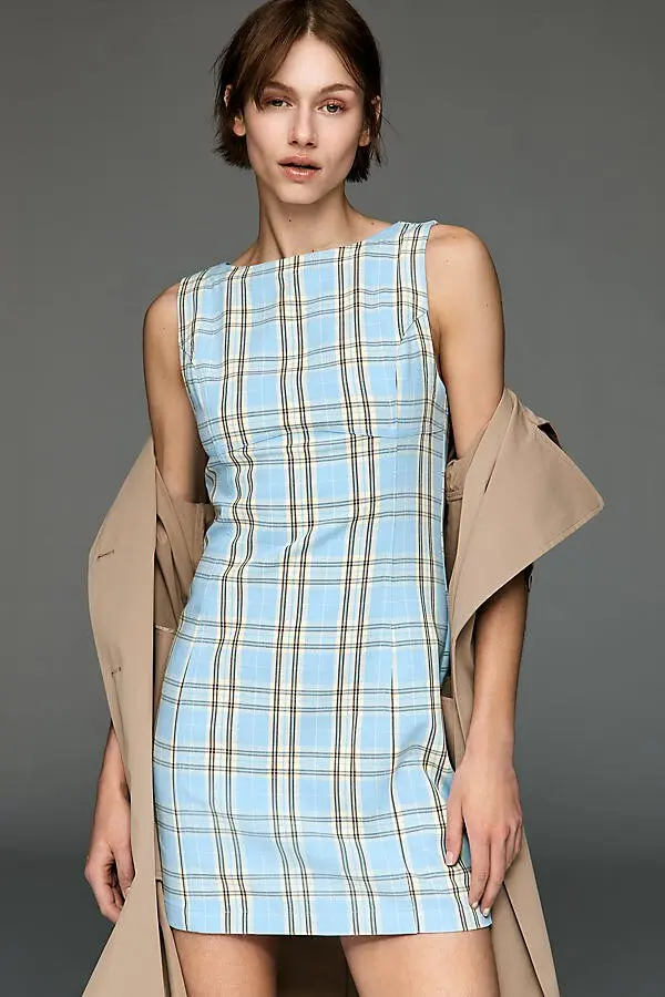 PILCRO Plaid Mini Dress - Blue Plaid