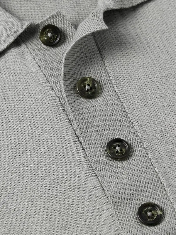 Eleventy Cotton And Cashmere-blend Polo Shirt - Gray
