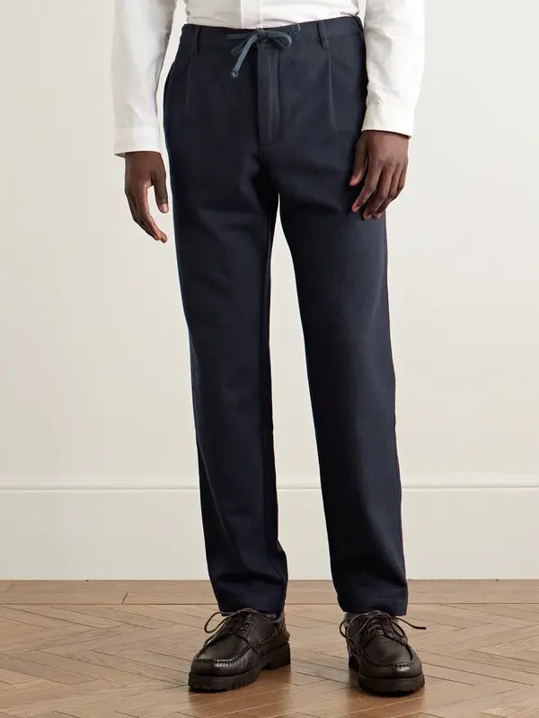 Hartford Tanker Straight-leg Wool-blend Trousers - Blue