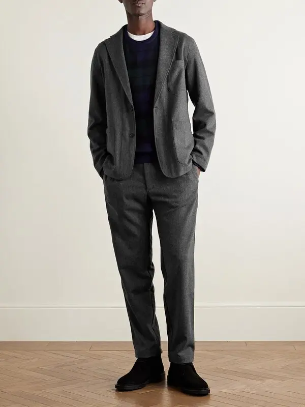 Hartford Tanker Straight-leg Wool-blend Trousers - Gray