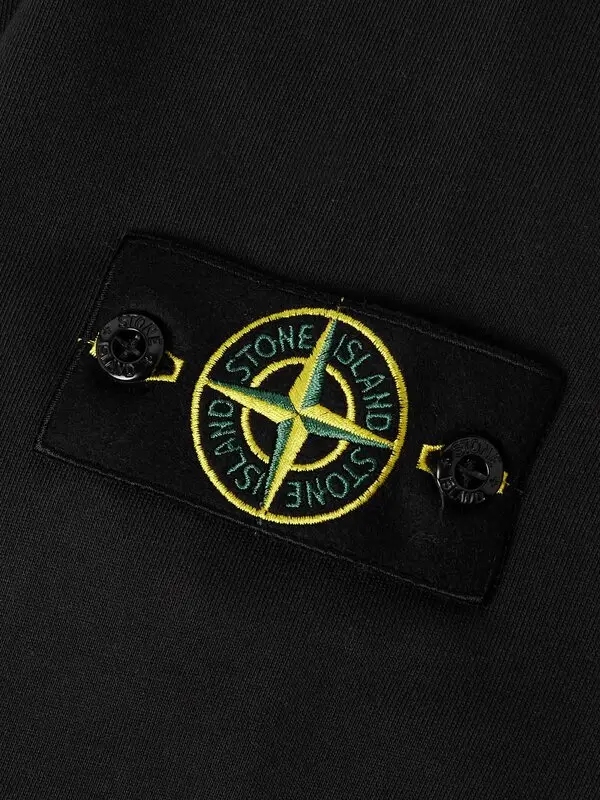 Stone Island Logo-appliquéd Garment-dyed Organic Cotton-jersey Sweatshirt - Black