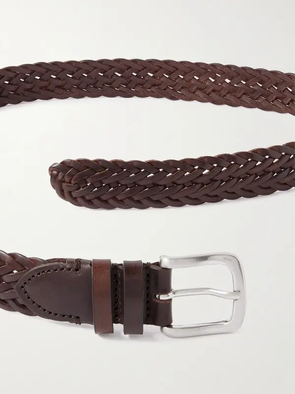 Mr P. 3cm Woven Leather Belt - Brown