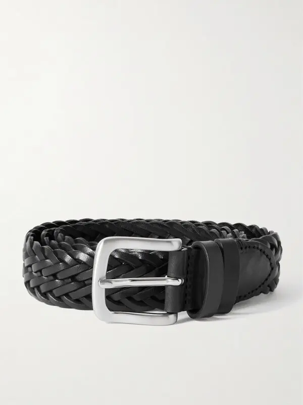 Mr P. 3cm Woven Leather Belt - Black