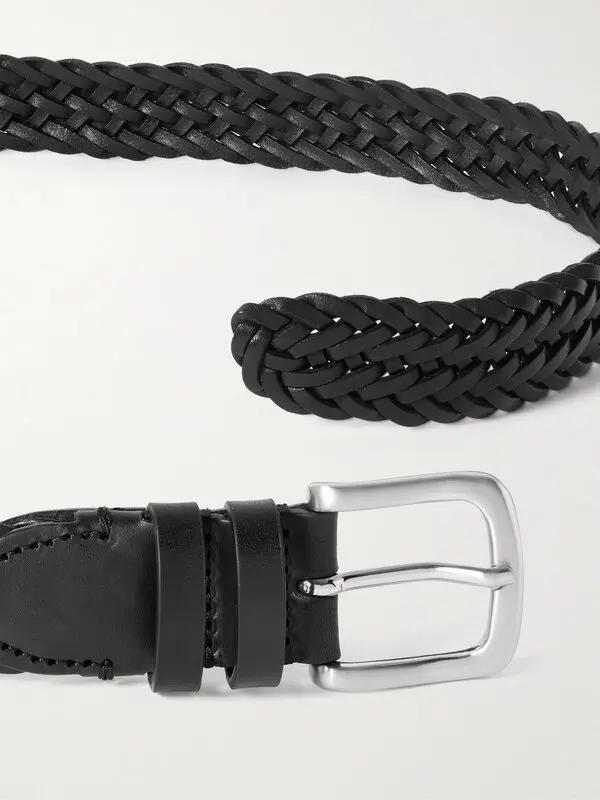 Mr P. 3cm Woven Leather Belt - Black