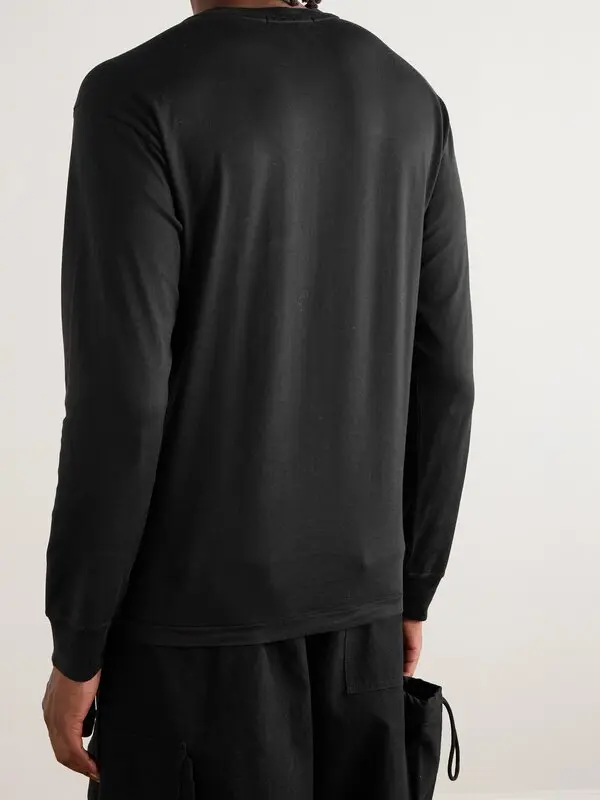 Stone Island Logo-appliquéd Garment-dyed Cotton-jersey T-shirt - Black