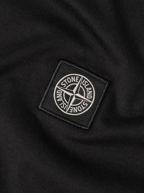 Stone Island Logo-appliquéd Garment-dyed Cotton-jersey T-shirt - Black