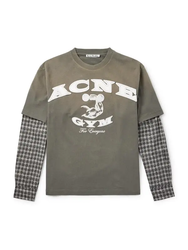 Acne Studios Logo-appliquéd Layered Cotton-jersey T-shirt - Green