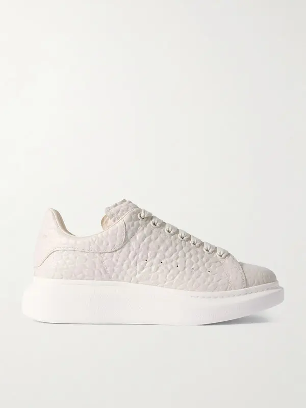 Alexander McQueen Exaggerated-sole Textured-leather Sneakers - Neutrals