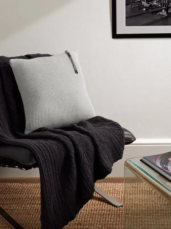 Brunello Cucinelli Bead-embellished Ribbed Cashmere Cushion